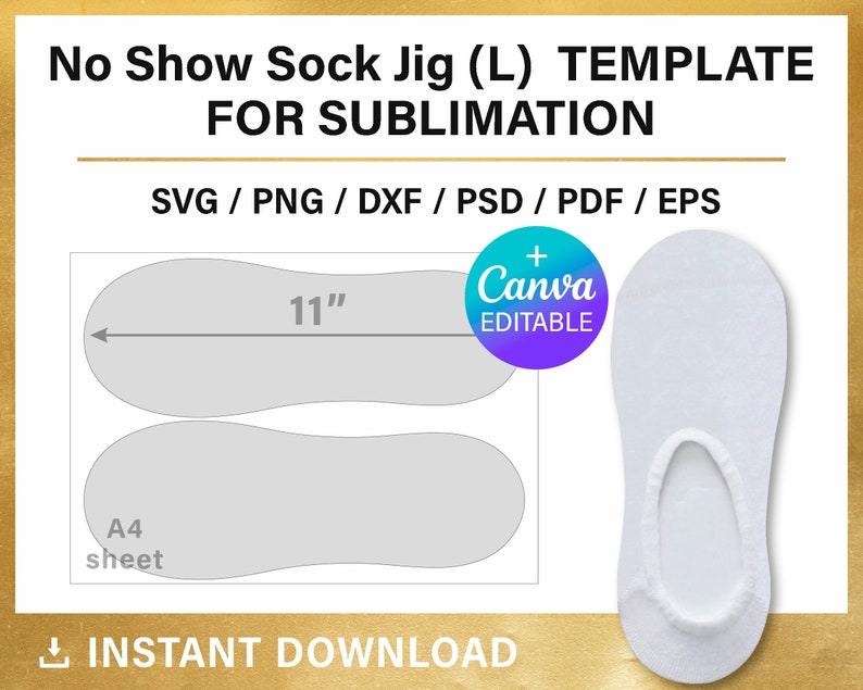 No Show Sock Jig Template 11 Inches for Sublimation L Size - Etsy