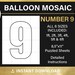 Number 9, Mosaic From Balloons, Tall, Nine Number Template, Frame ...