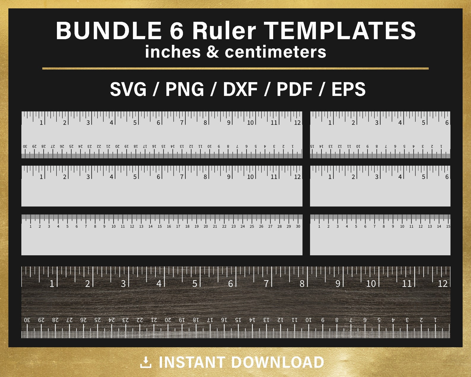 Ruler Svg, BUNDLE, Horizontal Ruler Markings, Files Prepared for Cricut ...