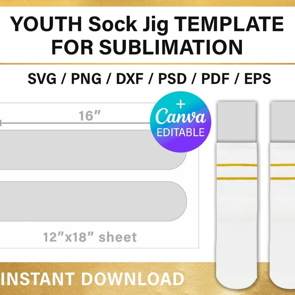 Sock Template Sublimation Canva - Etsy