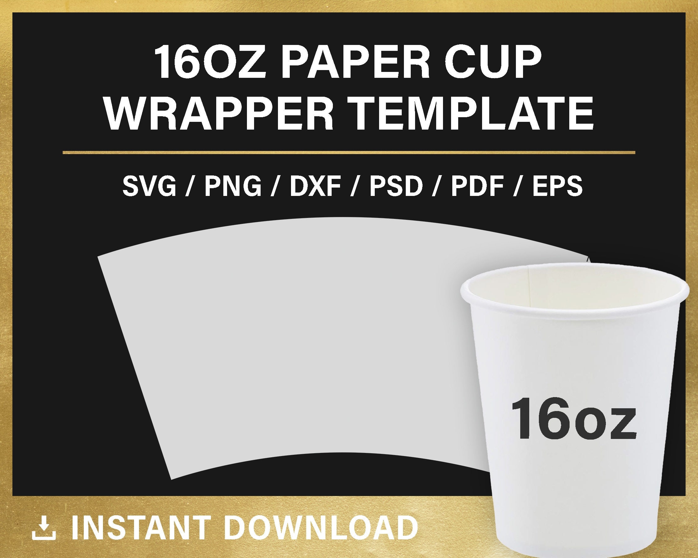 16oz Paper Cup BLANK Template Full Wrap Styrofoam Coffee Cup Etsy