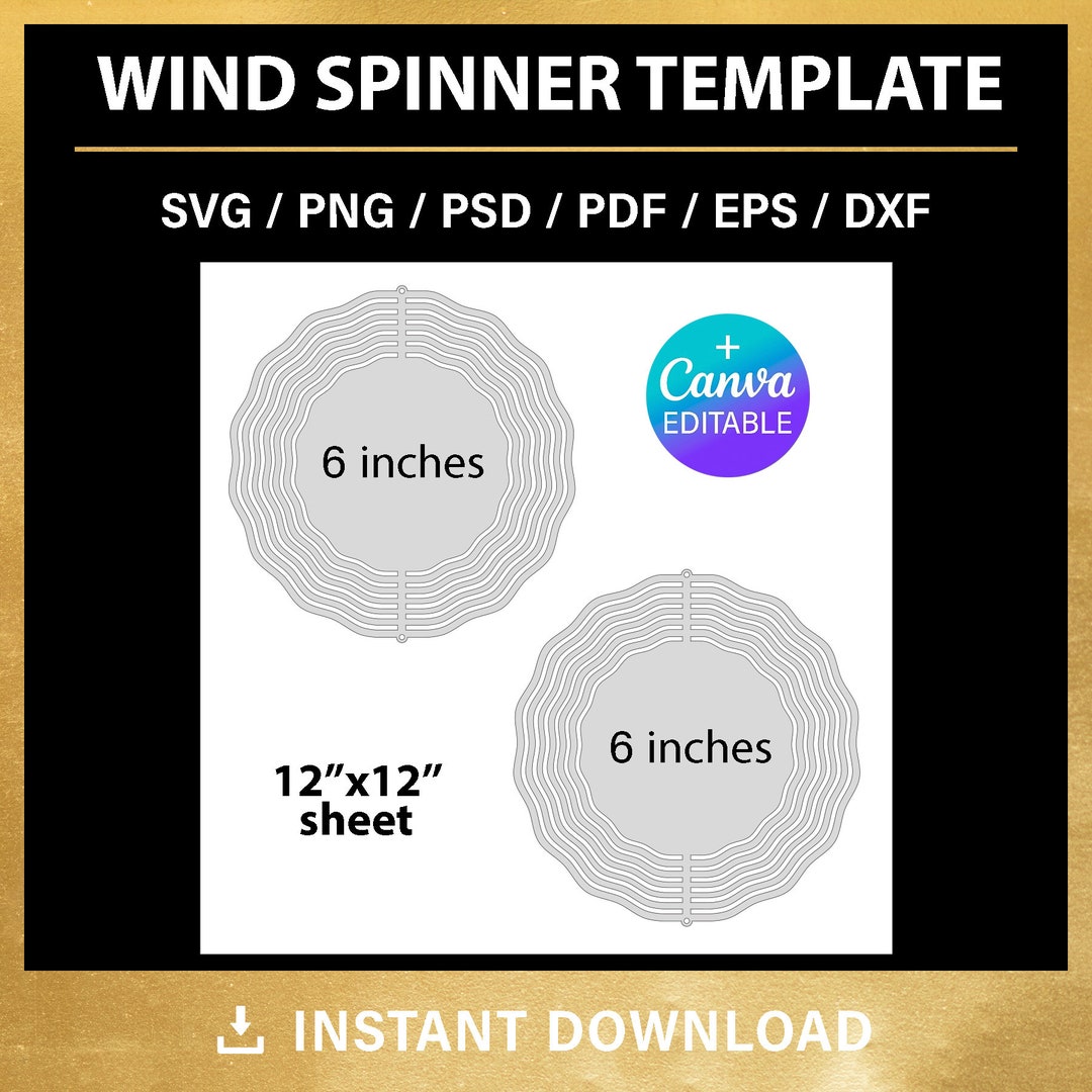 Wind Spinner, BLANK Template, 6 Inches, Ornament Box, Png, Psd, DIY ...