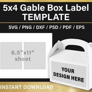 Gable Box Label Template 5x4 Inches Blank Template SVG | Etsy