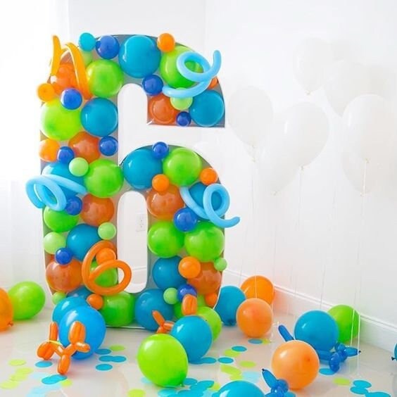 Number 6 Mosaic From Balloons Tall Six Number Template | Etsy