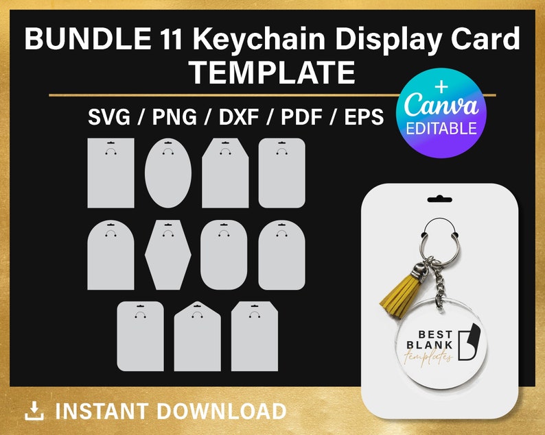 Keyring Display Card Svg Bundle Canva Cricut Cut Files - Etsy