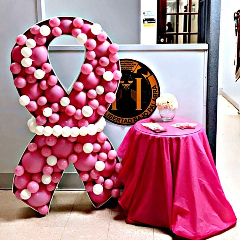 Pink Ribbon Mosaic From Balloon Template Awareness Ribbon | Etsy