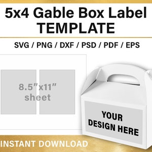 Gable Box Label Template 5x4 Inches Blank Template SVG - Etsy