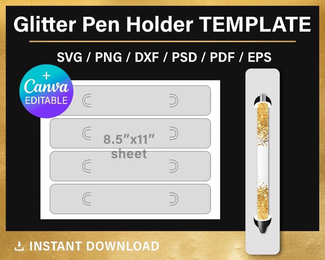 Glitter Pen Holder BLANK Template, Glitter Pen Display Card Template ...