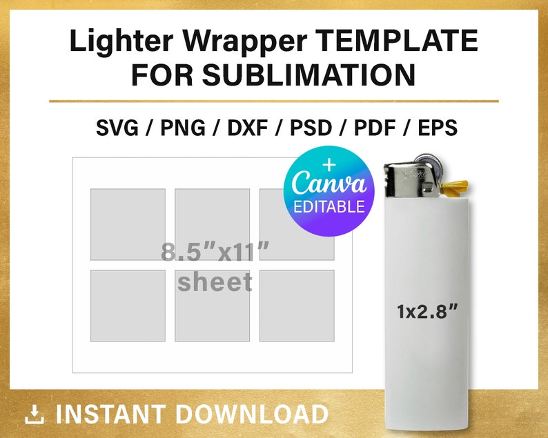 Lighter Template, Blank for Sublimation, Lighter Wrapper Template ...