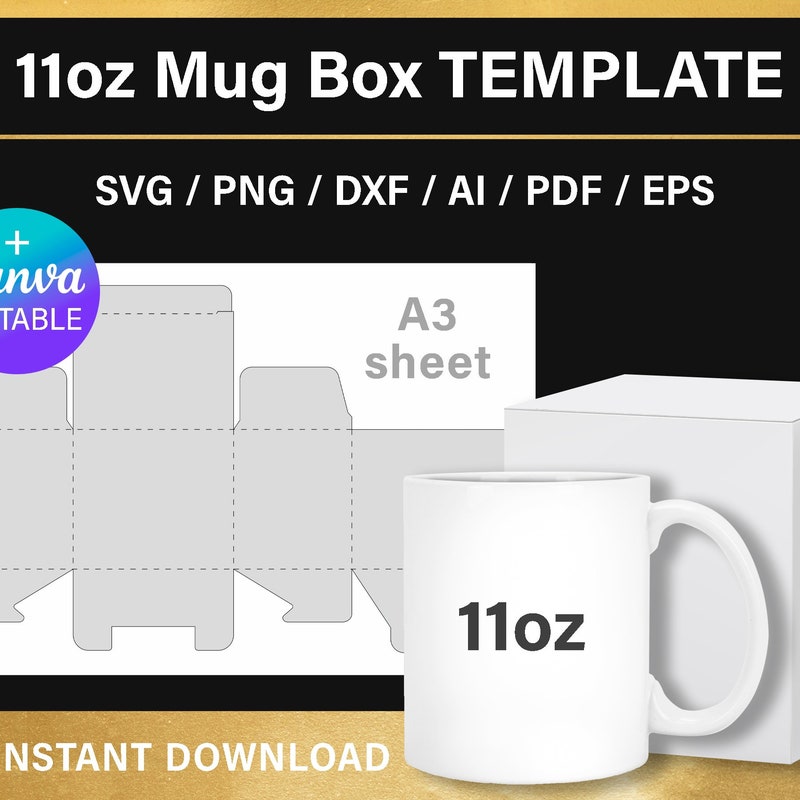 Mug Box Template - Etsy