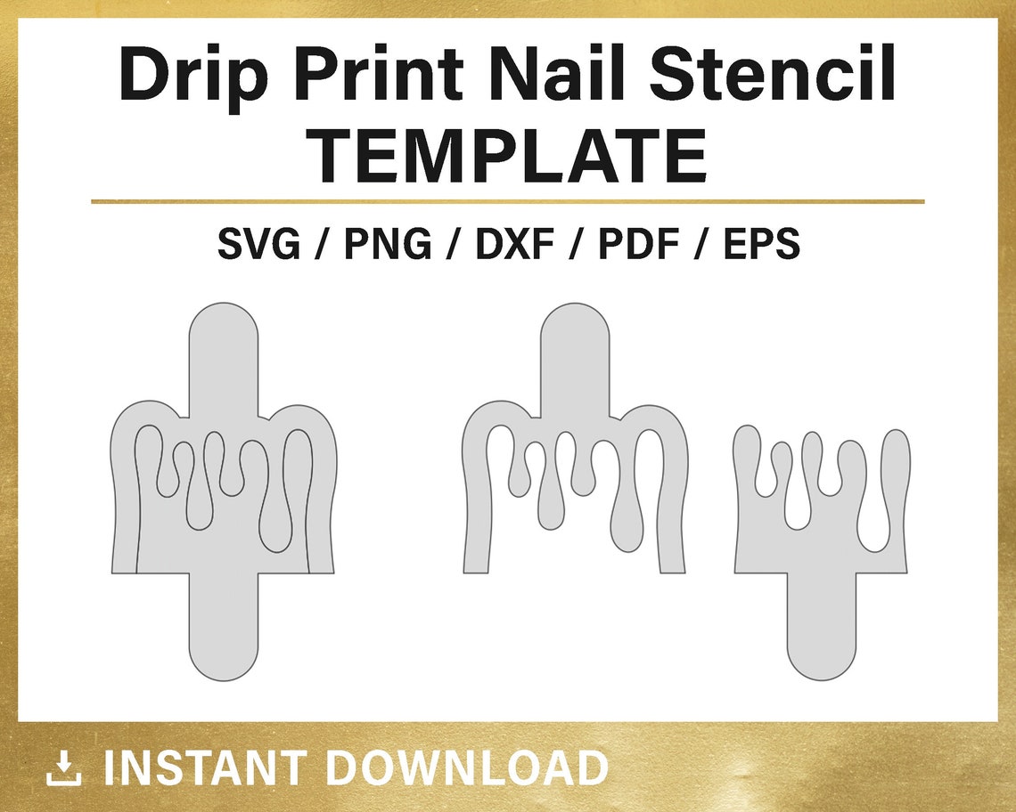 Drip Print Nail Stencil Template Nail Art Svg Blood Drip - Etsy