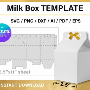 Milk Box Template, DIY Milk Carton BLANK Template, Canva, Svg, Cricut ...