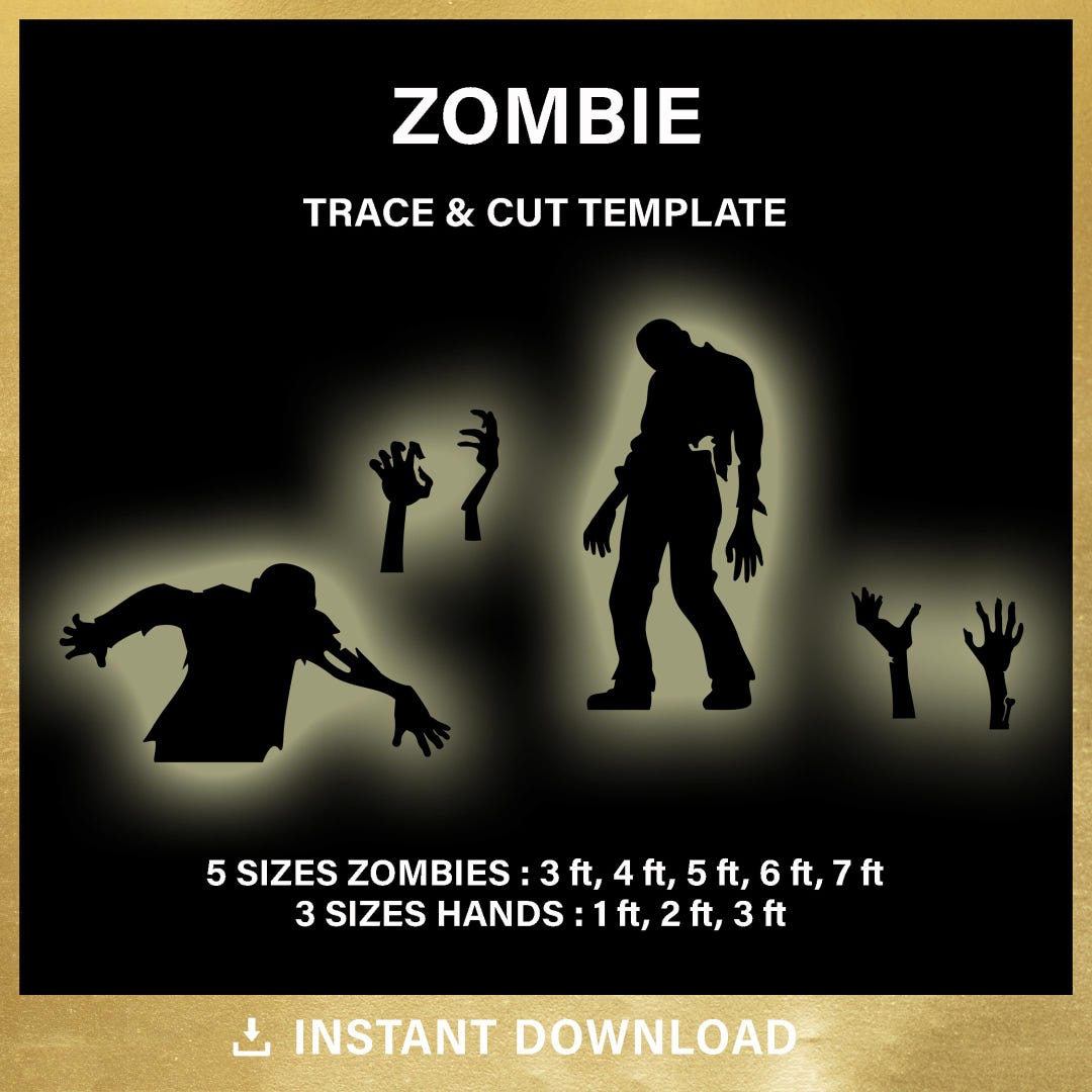 Zombie Scene Lawn Decor, Halloween Outdoor Silhouette Template, DIY ...