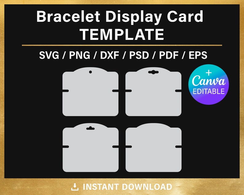 Bracelet Display Card, Canva, Cricut, Silhoutte, Instant Download, 3 ...