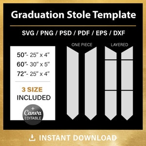 3 Sizes, Graduation Stole Template, BUNDLE, for Sublimation, BLANK ...