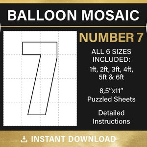 Number 7, Mosaic From Balloons, Tall, Seven Number Template, Mosaic ...