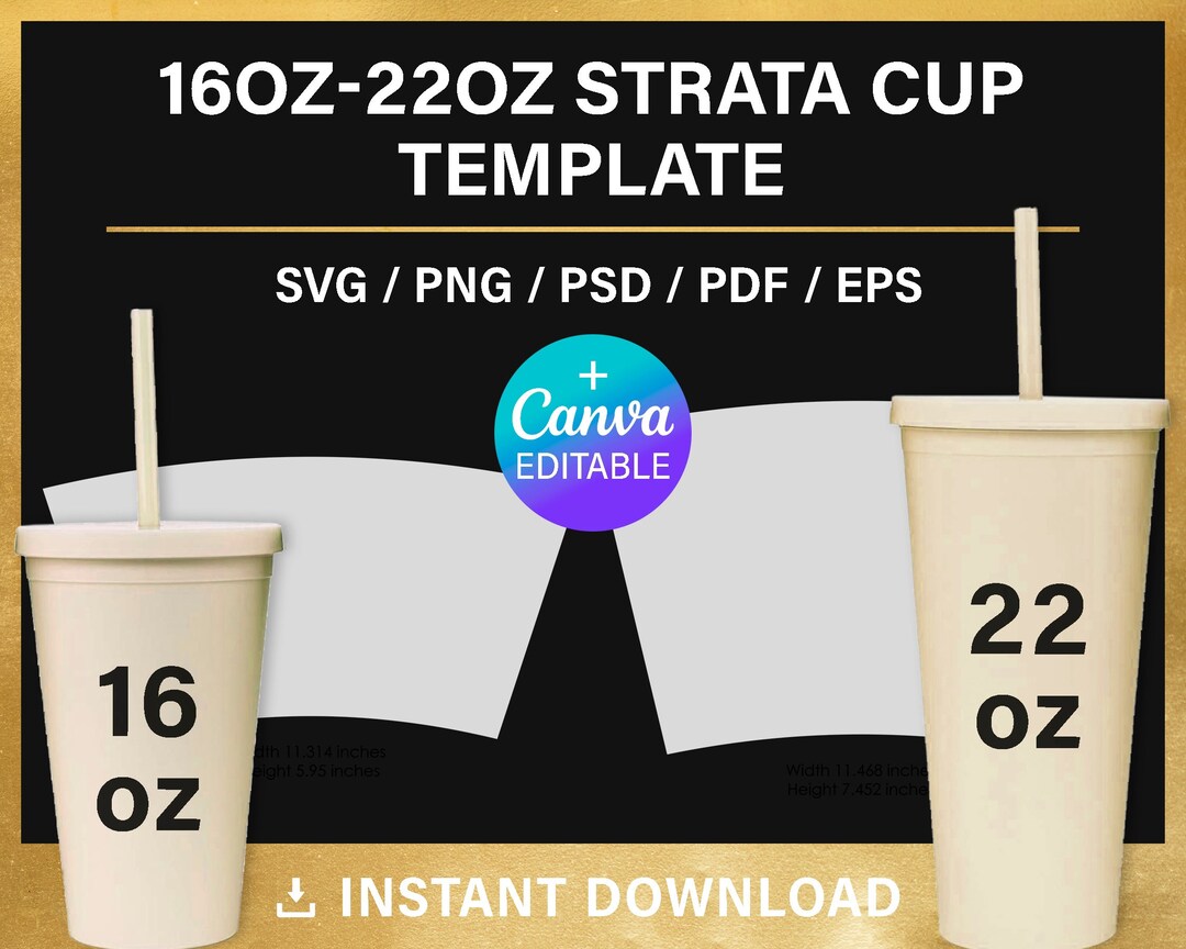 Blank Strata Cup Template BUNDLE, 16oz, 22oz, Full Wrap, Sublimation ...