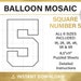 Square Number 5, Mosaic From Balloons, Tall, Five Number Template, 1ft ...