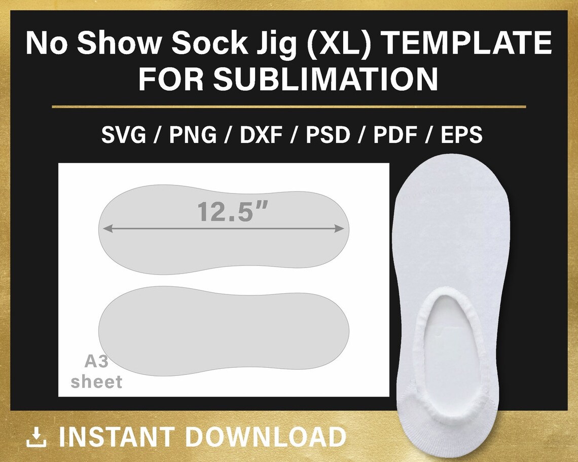 No Show Sock Jig Template 12.5 Inches for Sublimation XL | Etsy