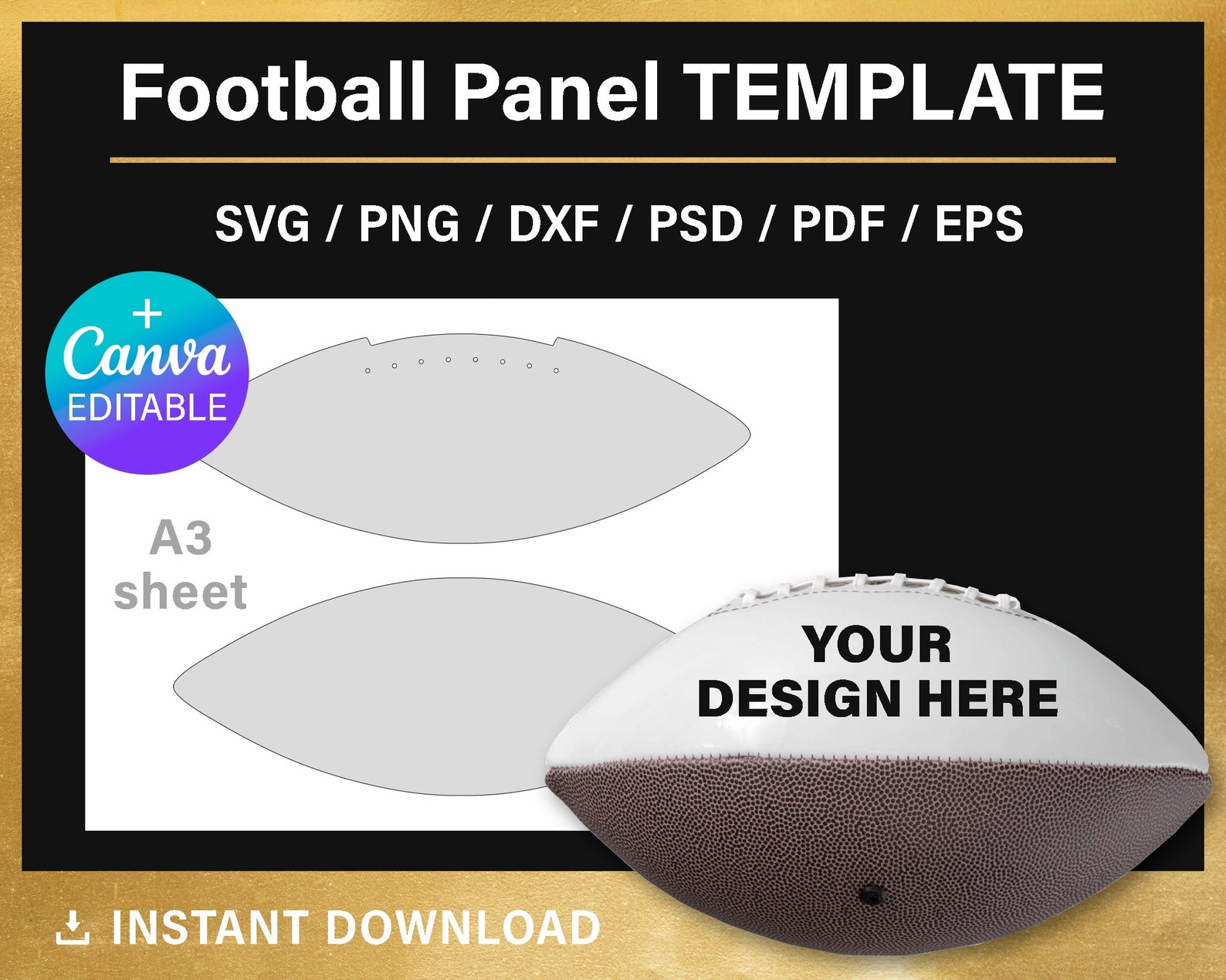 DIY Editable Football Panel BLANK Template Svg, Cricut, Png, Canva ...