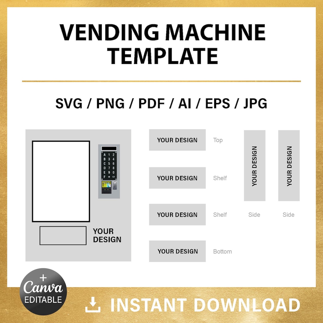 Vending Machine Blank Template, Custom, Vending Machinetemplate, Svg ...