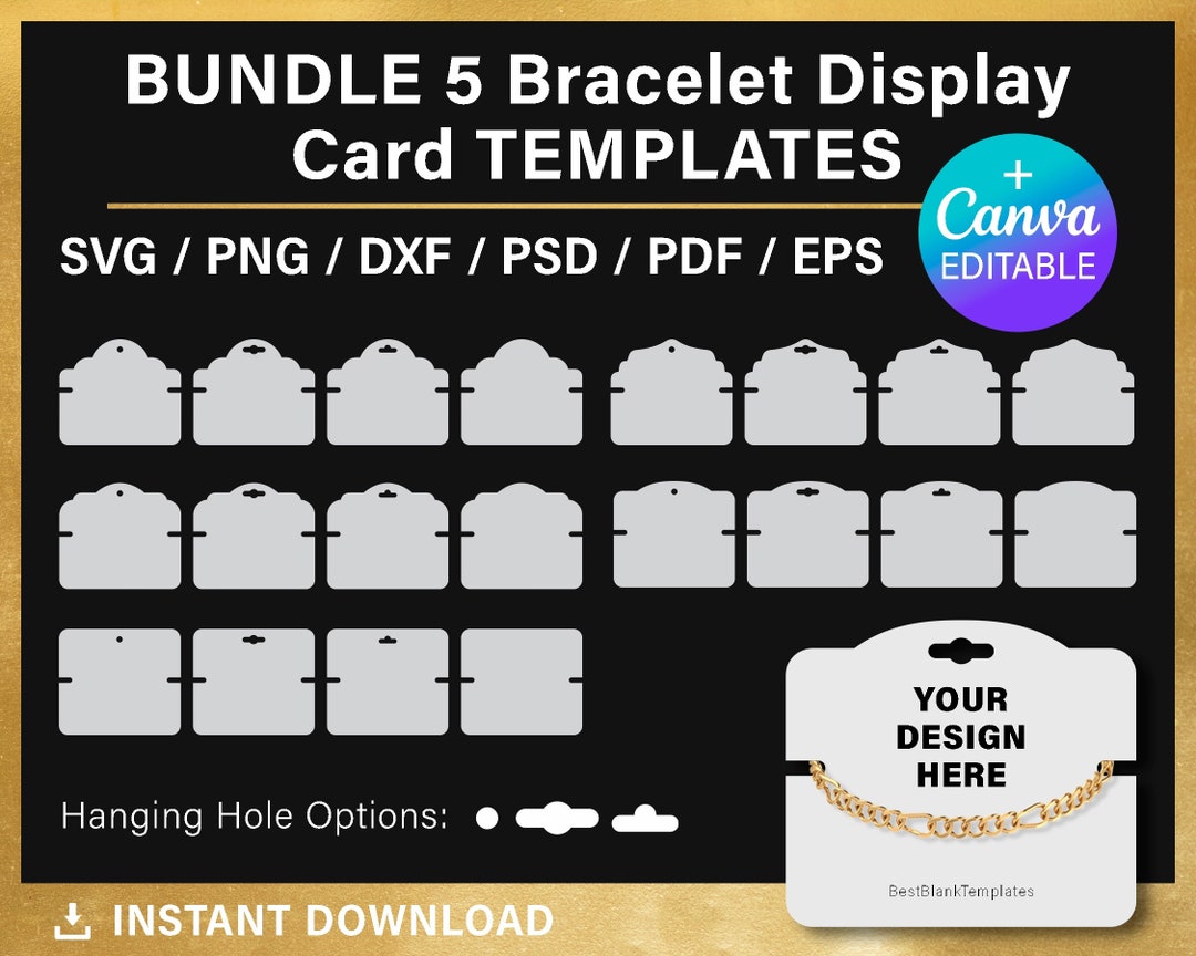 Bracelet Display Cards Template, BUNDLE, Svg, Png, Canva, Cricut ...