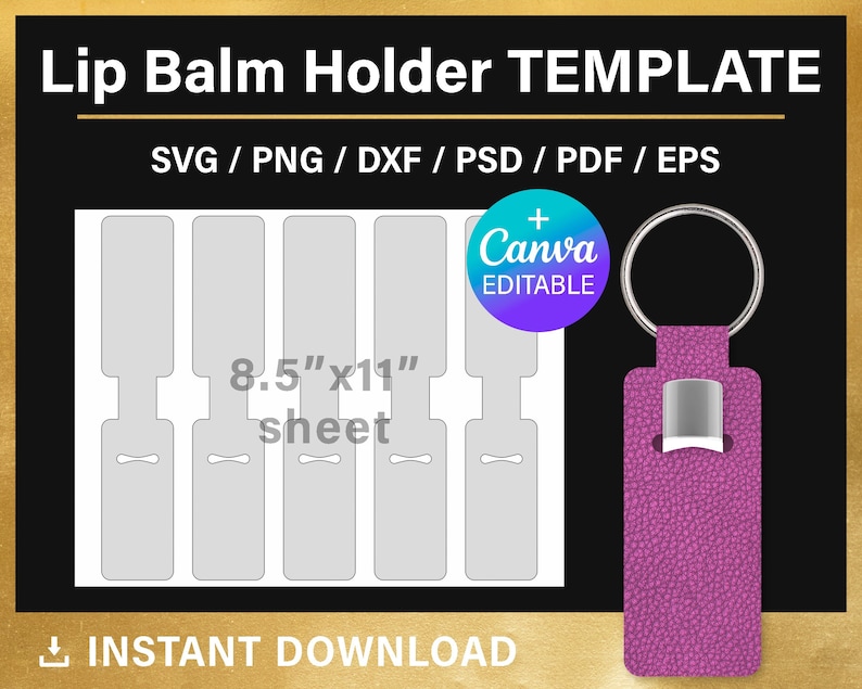 Chapstick Holder BLANK Template, Canva, Cricut, Svg, Png, Psd, Instant ...
