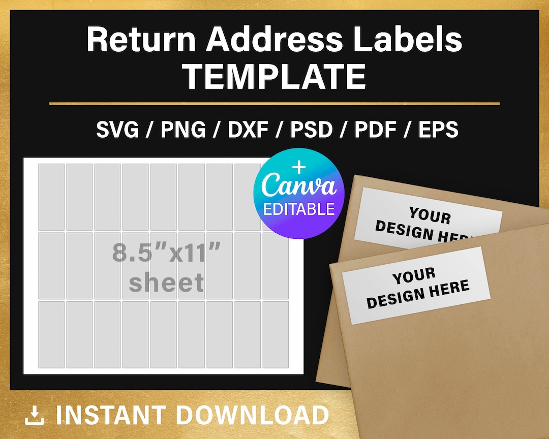 Return Address Labels, 2.6" X 1", Standard Address Template, DIY, Blank ...