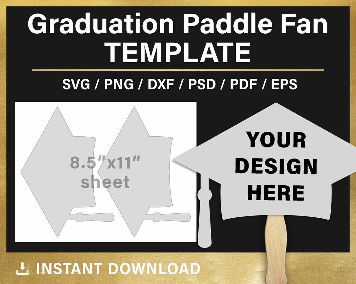 Graduation Paddle Fan Template Blank Template Graduation Cap - Etsy