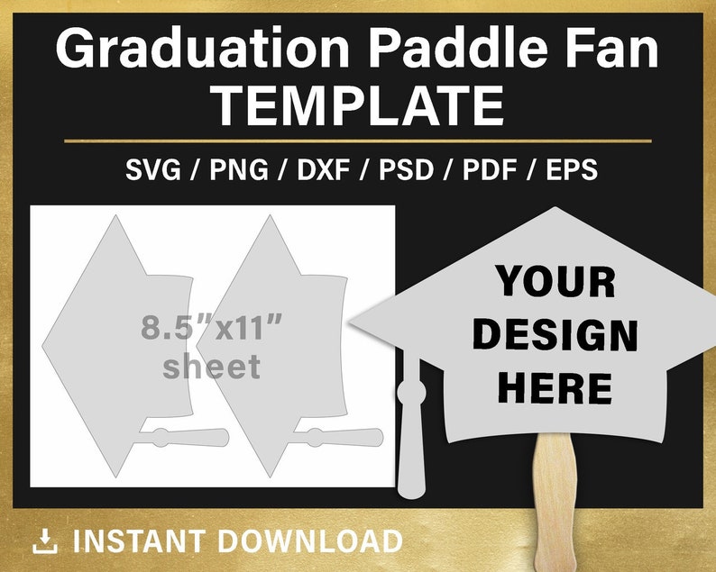Graduation Paddle Fan Template Blank Template Graduation Cap - Etsy