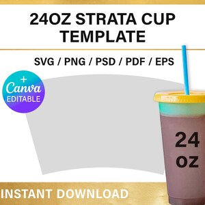 24oz Strata Cup BLANK Template, Full Wrap, Canva, Png, Cricut, Svg ...