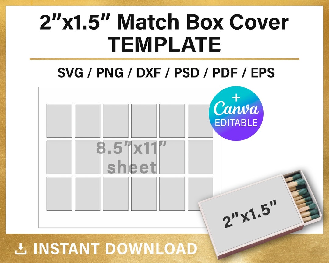 Match Box Label Template Match Box Cover Match Box Stickers - Etsy
