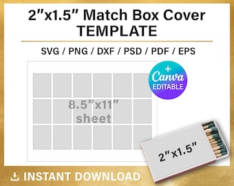 Matchbox Template Matchbox Template SVG DXF Canva Ms Word - Etsy Singapore
