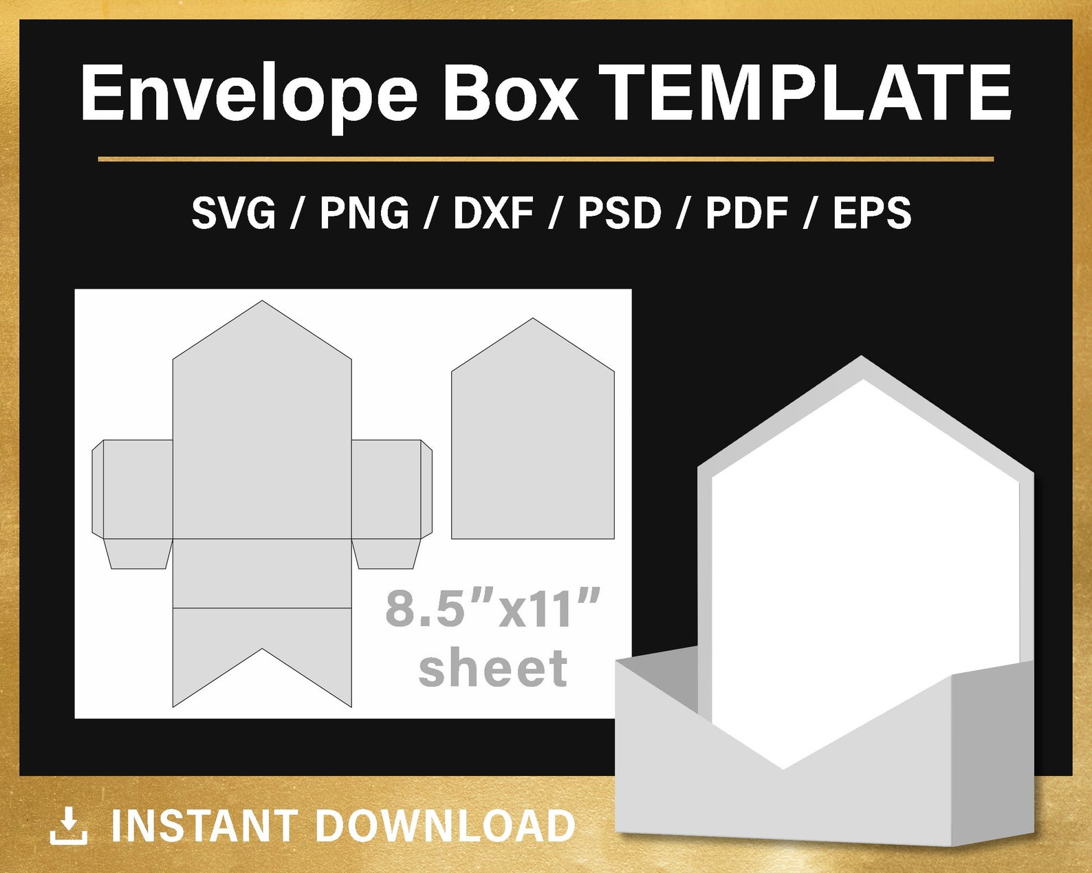 Envelope Box Template DIY Envelope Flower Box Template - Etsy