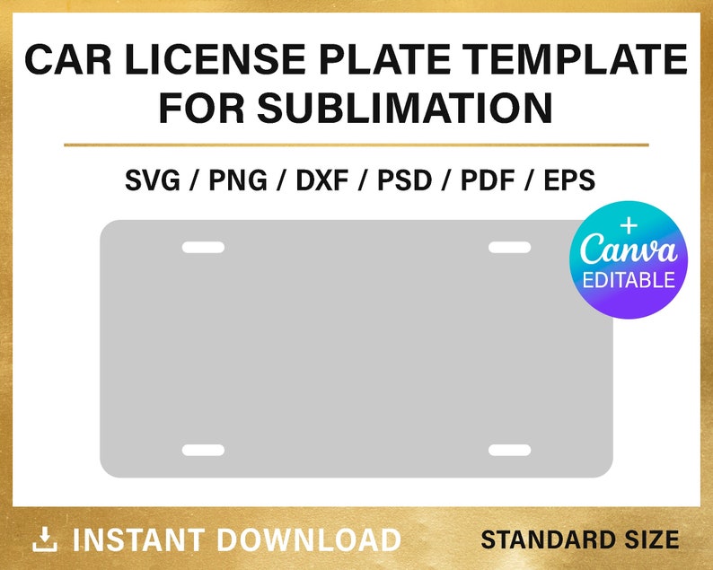 Car License Plate and Frame Template Bundle for Sublimation - Etsy