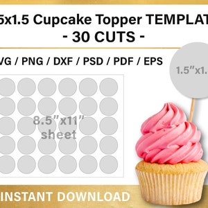 Blank Cupcake Toppers Template 1.5x1.5 Inches Circle Layered - Etsy