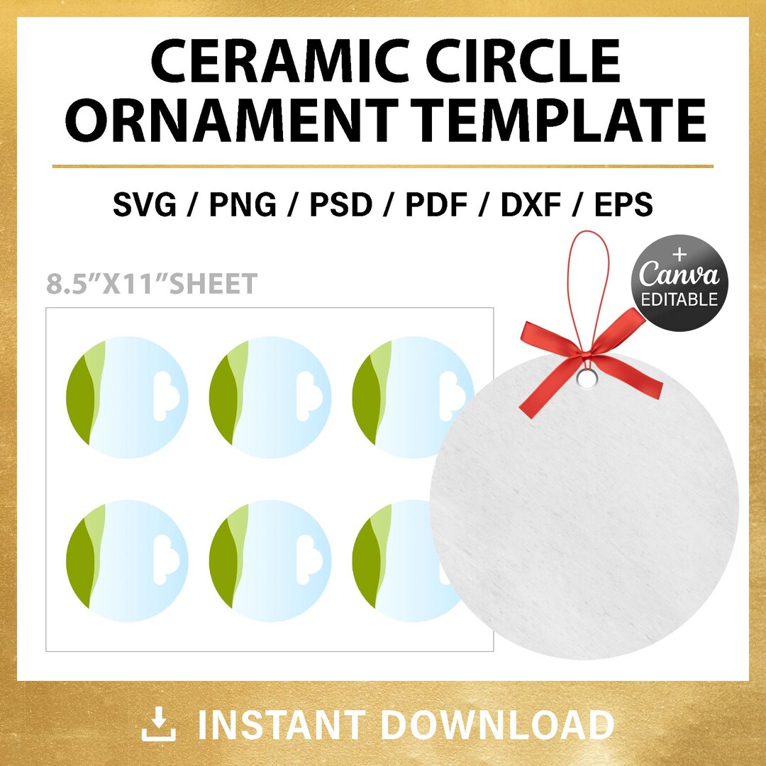 Circle Ornament Blank Template, Christmas Ornament, Round Shape ...