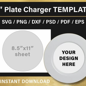 Plate Charger Template 8 Inches Plate Charger Insert BLANK - Etsy