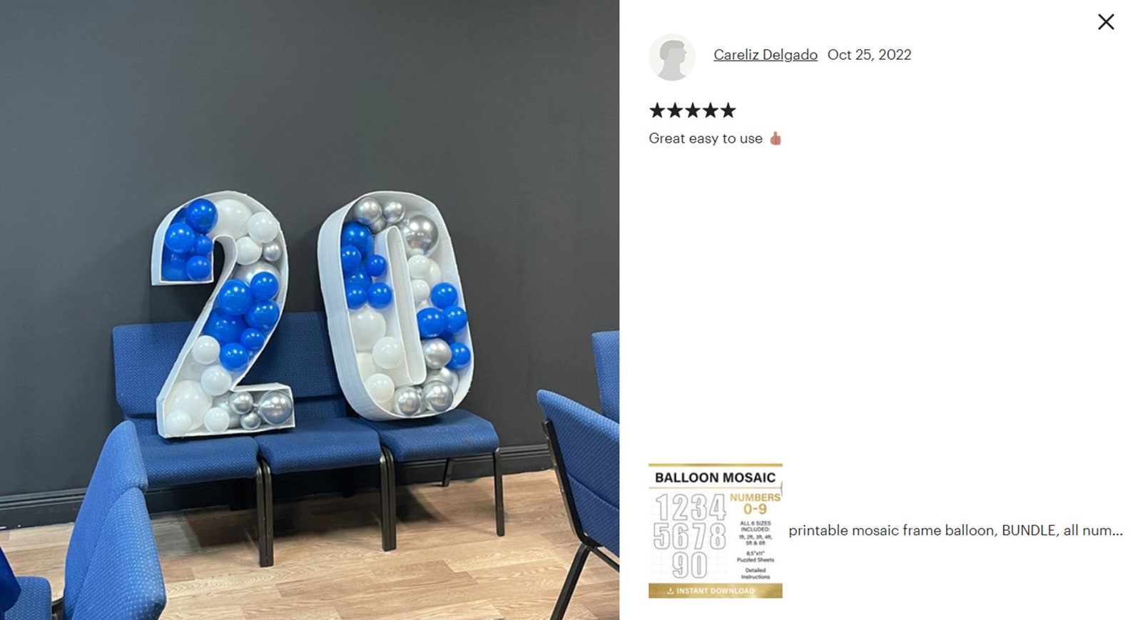 Number 2 Mosaic From Balloons Tall Two Number Template - Etsy