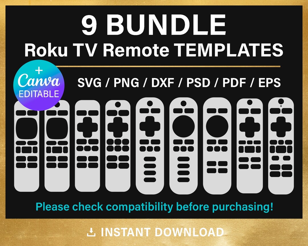 BIG BUNDLE, Roku TV Remote Template, Custom Remote Skin, Editable ...