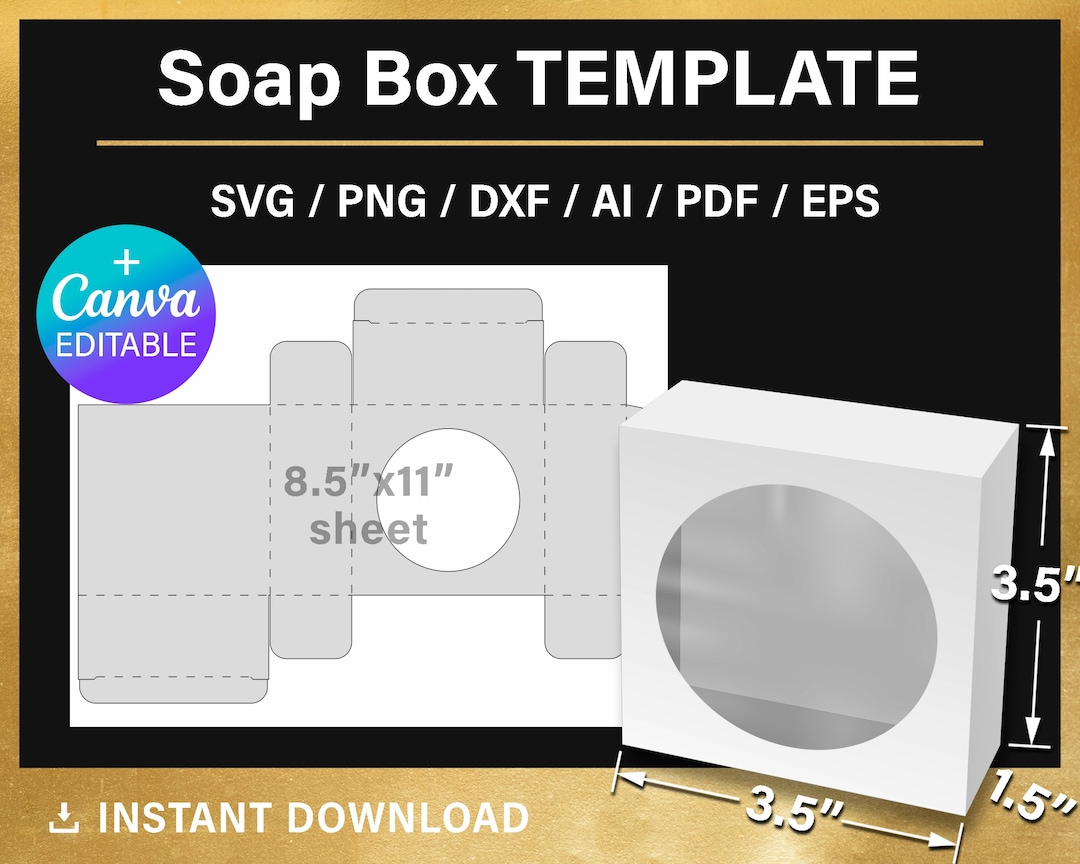Soap Box Template, Gift Box With Round Window, DIY, Soap Packaging, Png ...
