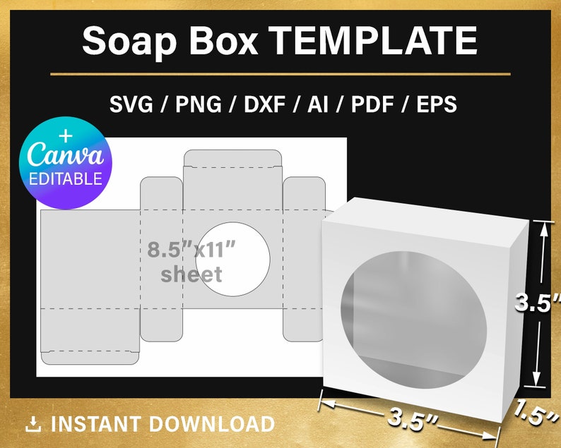 Soap Box Template Gift Box With Round Window DIY Soap - Etsy