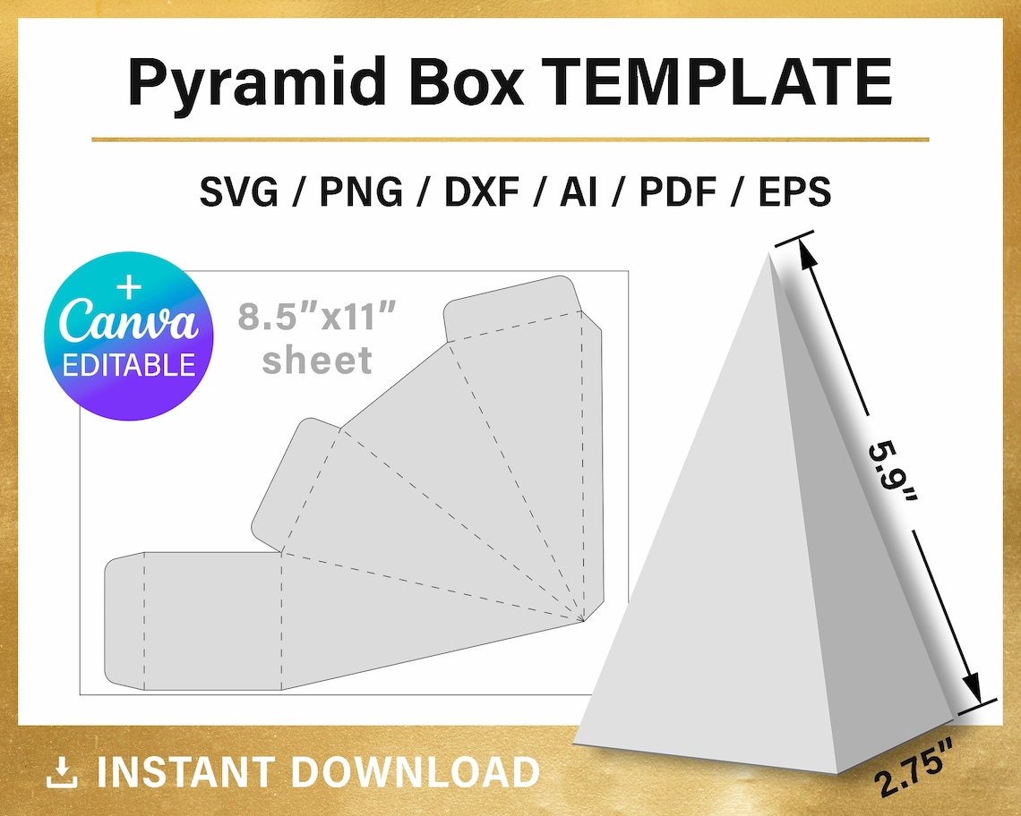Pyramid Gift Box Template Cone Favor Box Template Candy Box - Etsy