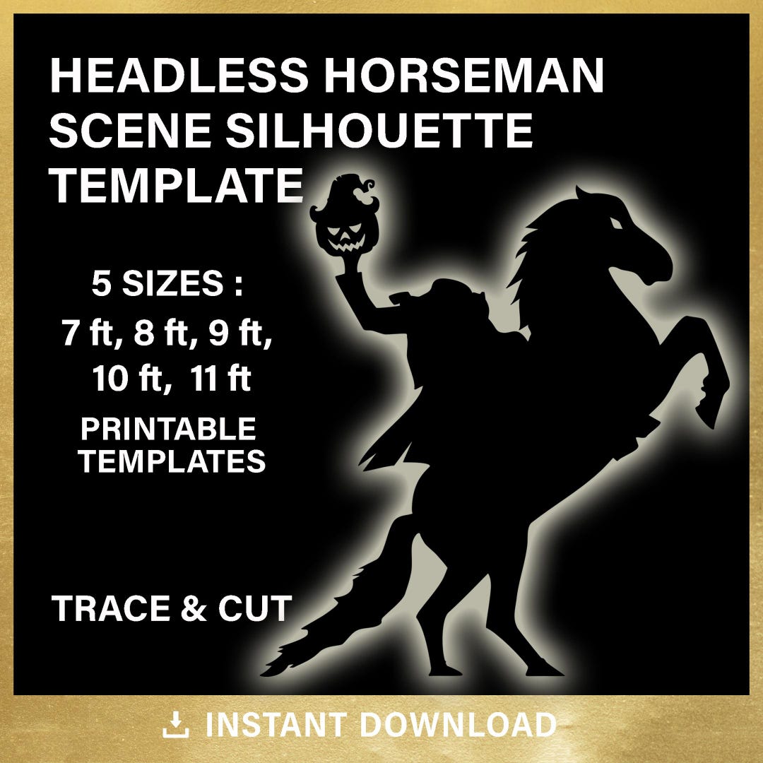 Headless Horseman Scene Silhouette Template, Halloween Lawn Decor, DIY ...