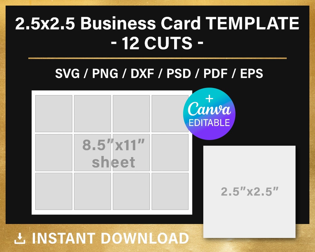 Business Card Template, Square, 2.5"x2.5" Inches, BLANK Label Template ...