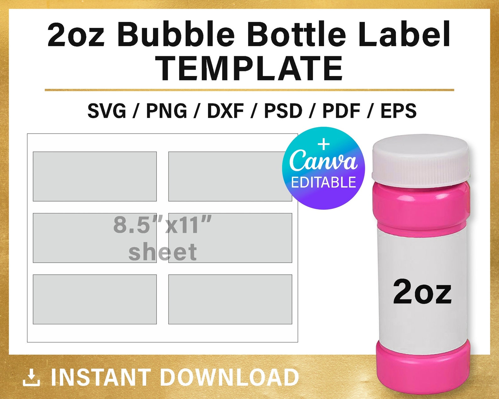 Bubble Bottle Label Template, BUNDLE, 2oz, 4oz, BLANK Template, DIY ...