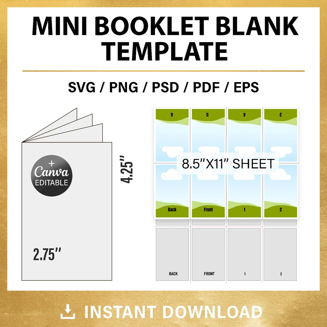 Mini Booklet Blank Template - DIY - Canva - Editable (instant Download ...