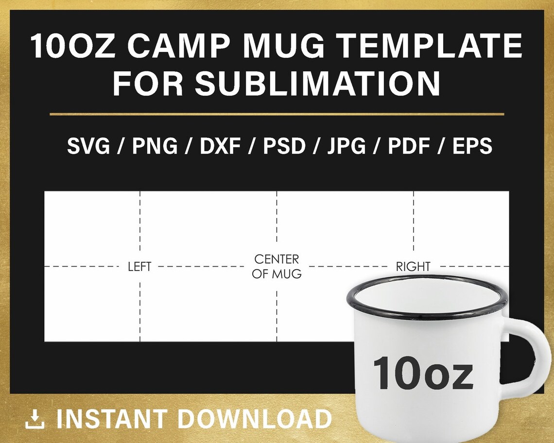 10oz Camp Mug Template for Sublimation for Photoshop for | Etsy