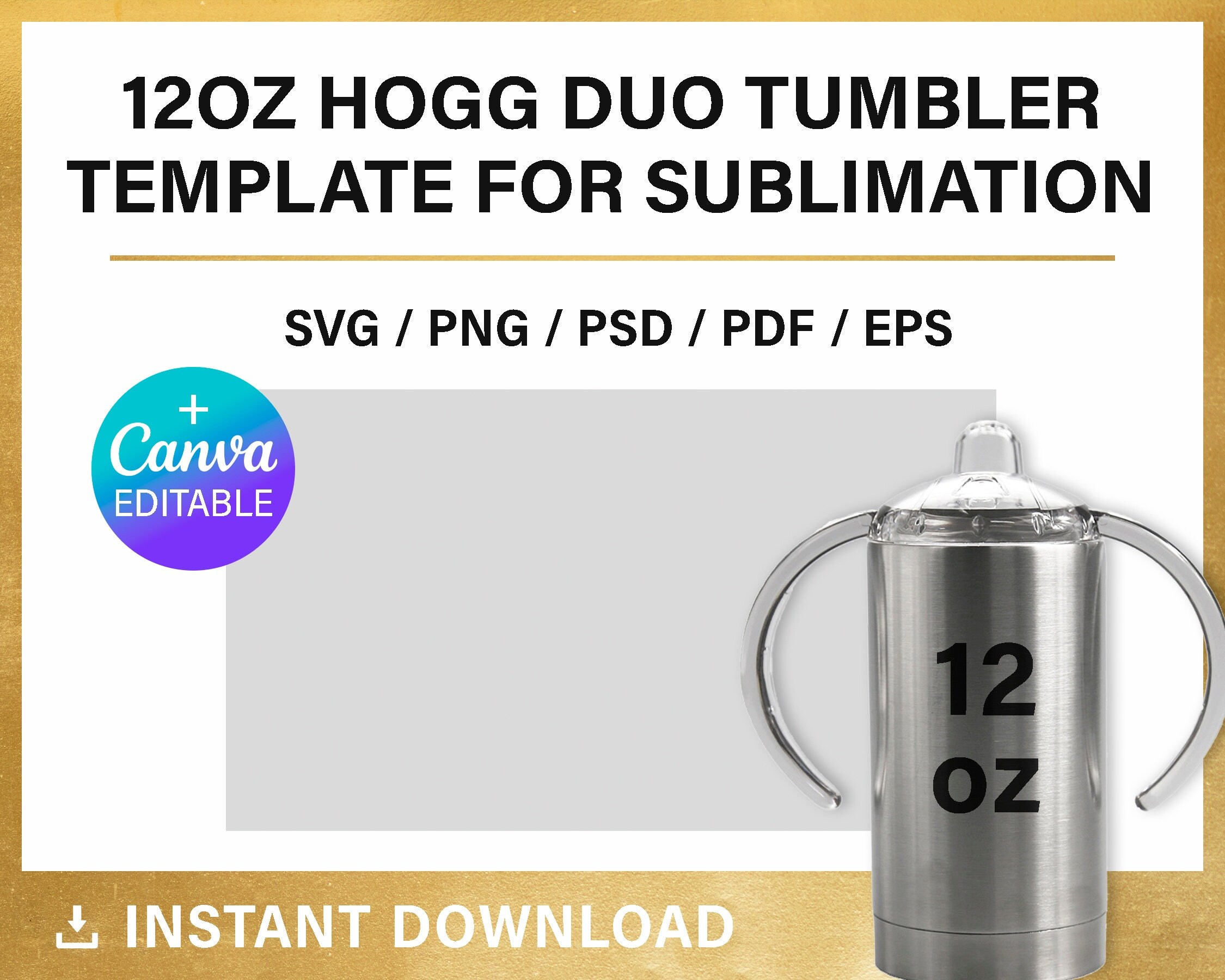 12oz HOGG Duo Tumbler BLANK Template for Sublimation Full - Etsy