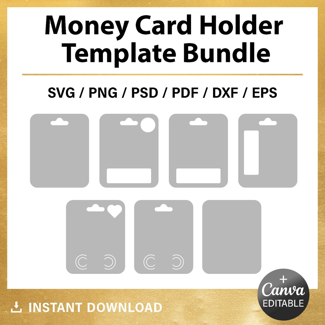 Editable Money Card Holder BLANK Template BUNDLE, Canva, Cricut, Svg ...